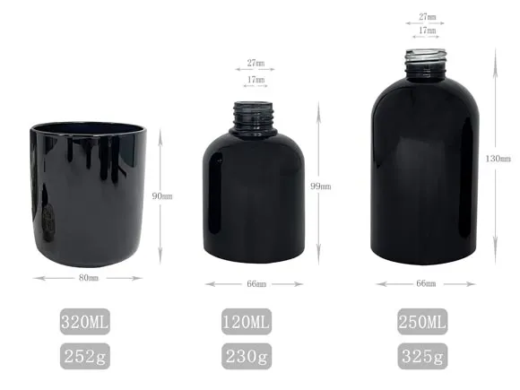 120ml 250ml Glossy Black Luxury Reed Diffuser Fragrance Bottle With ...