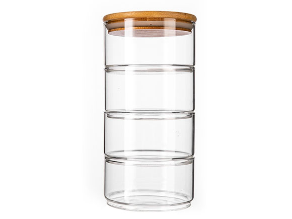 Borosilicate Stackable Clear Glass Storage Jars With Lids Wholesale ...